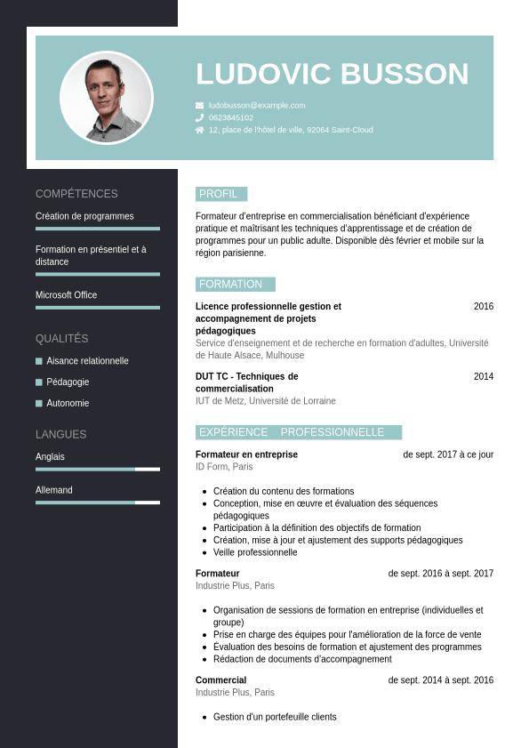 Exemple de CV pour un formateur - CV.fr