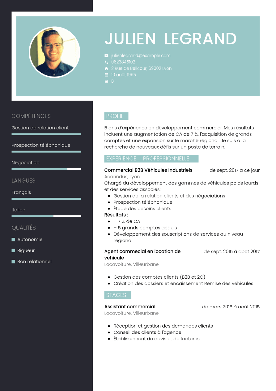 Exemple de CV de commercial - CV.fr