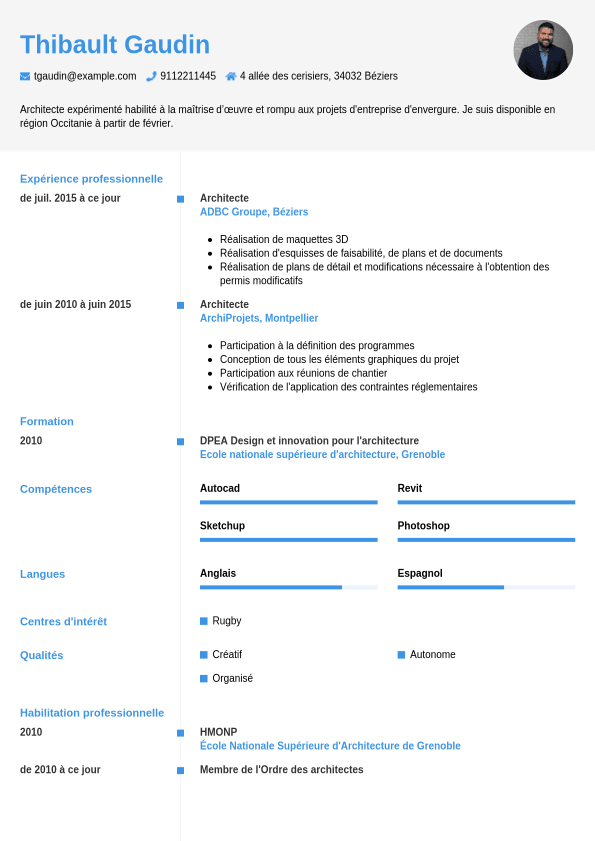 Exemple de CV d’architecte - CV.fr