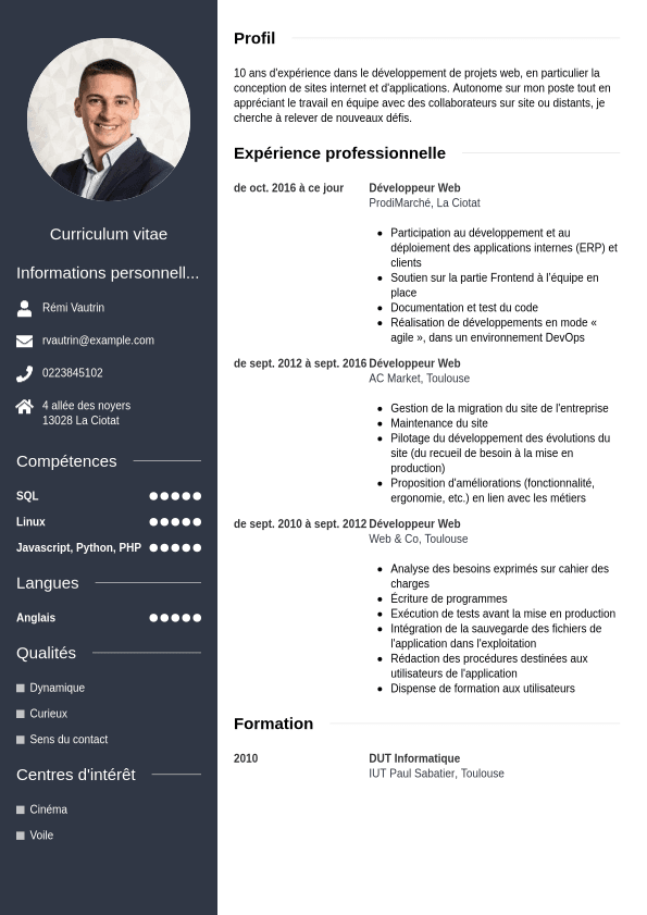 Exemple de CV pour un formateur - CV.fr