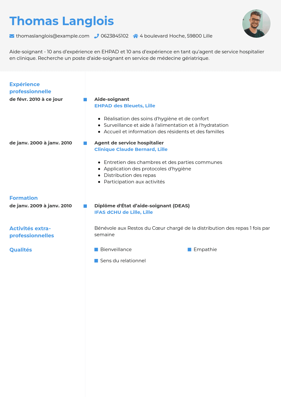 Exemple de CV d’aide-soignant - CV.fr