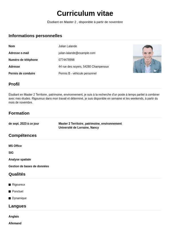Le CV étudiant - CV.fr