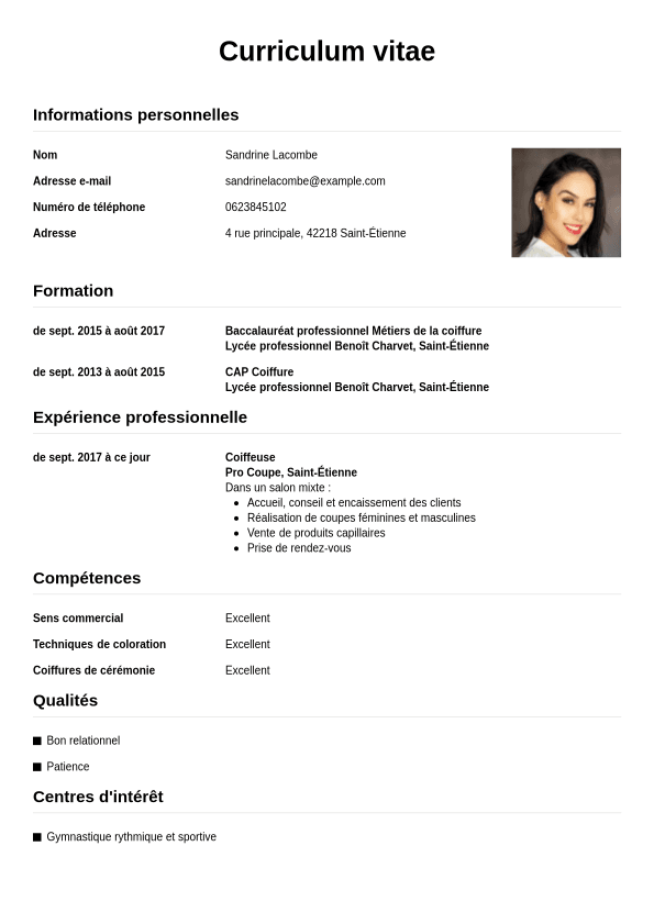 Exemple de CV de coiffeur - CV.fr