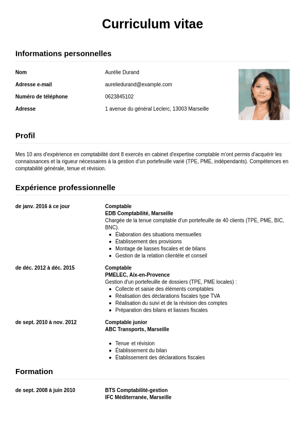 Exemple de CV de comptable - CV.fr