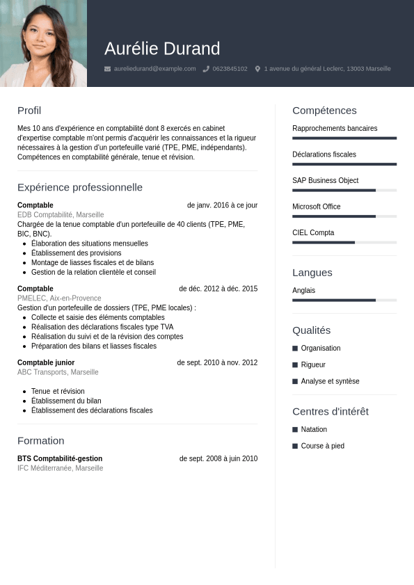 Exemple de CV de comptable - CV.fr