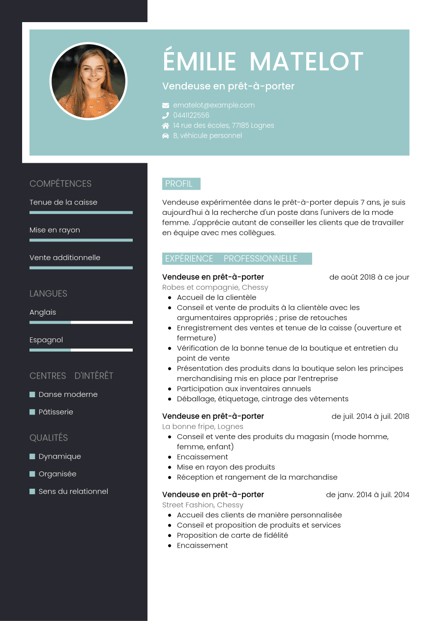 Exemple de CV pour une vendeuse - CV.fr
