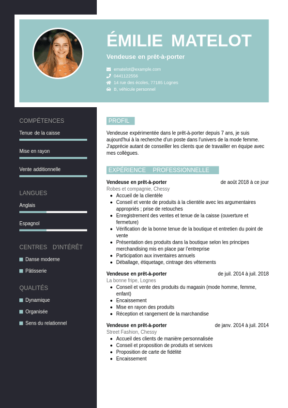 Exemple de CV pour une vendeuse - CV.fr