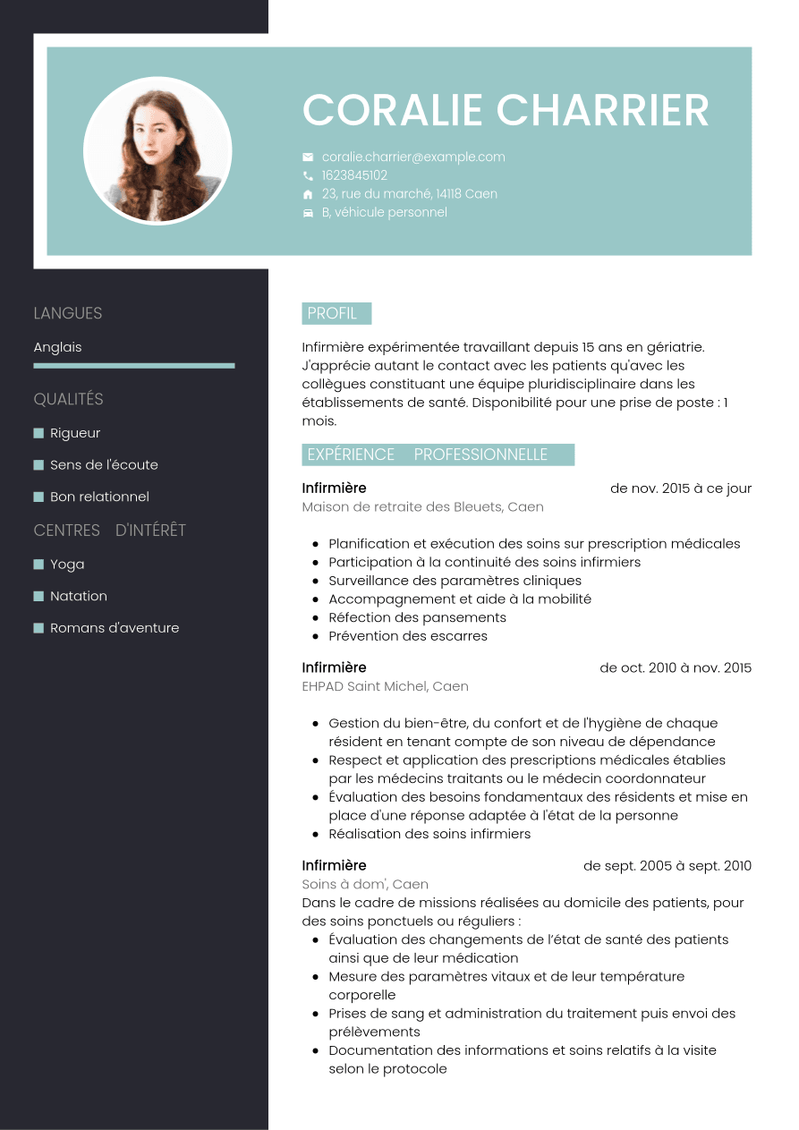 Exemple de CV pour une infirmière - CV.fr
