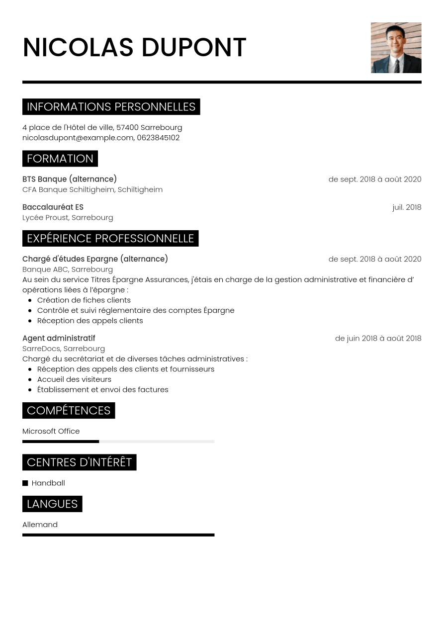 Exemple de CV de conseiller bancaire - CV.fr