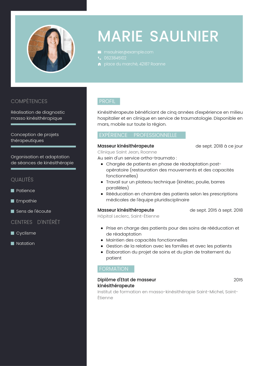 Exemple de CV pour un kinésithérapeute - CV.fr