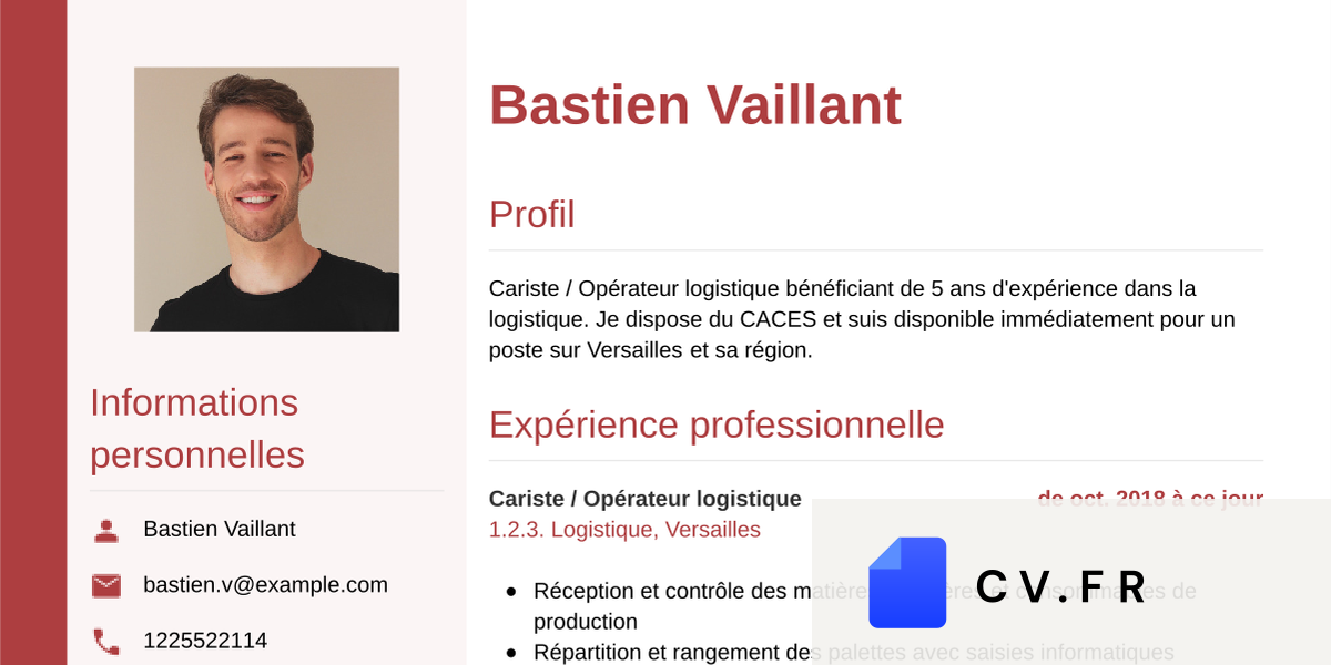 Exemple de CV pour un cariste - CV.fr