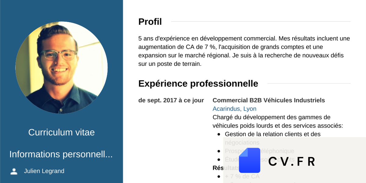 Exemple de CV de commercial - CV.fr